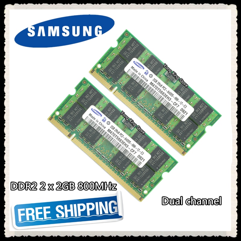 Samsung DDR2 2 x 2GB 4GB Dual channel 800MHz PC26400S DDR 2 2G 4G ...