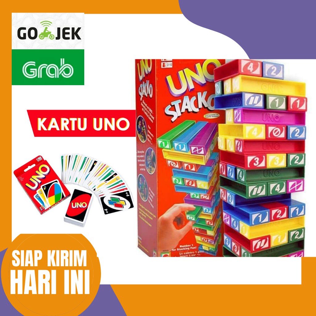 Uno Stacko Toys Uno Blocks And Uno Cards | Shopee Thailand