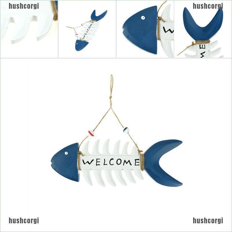 (hushcorgi) welcome fish skeleton sign เนื้อไม้สไตล์วินเทจ diy สําหรับ ...