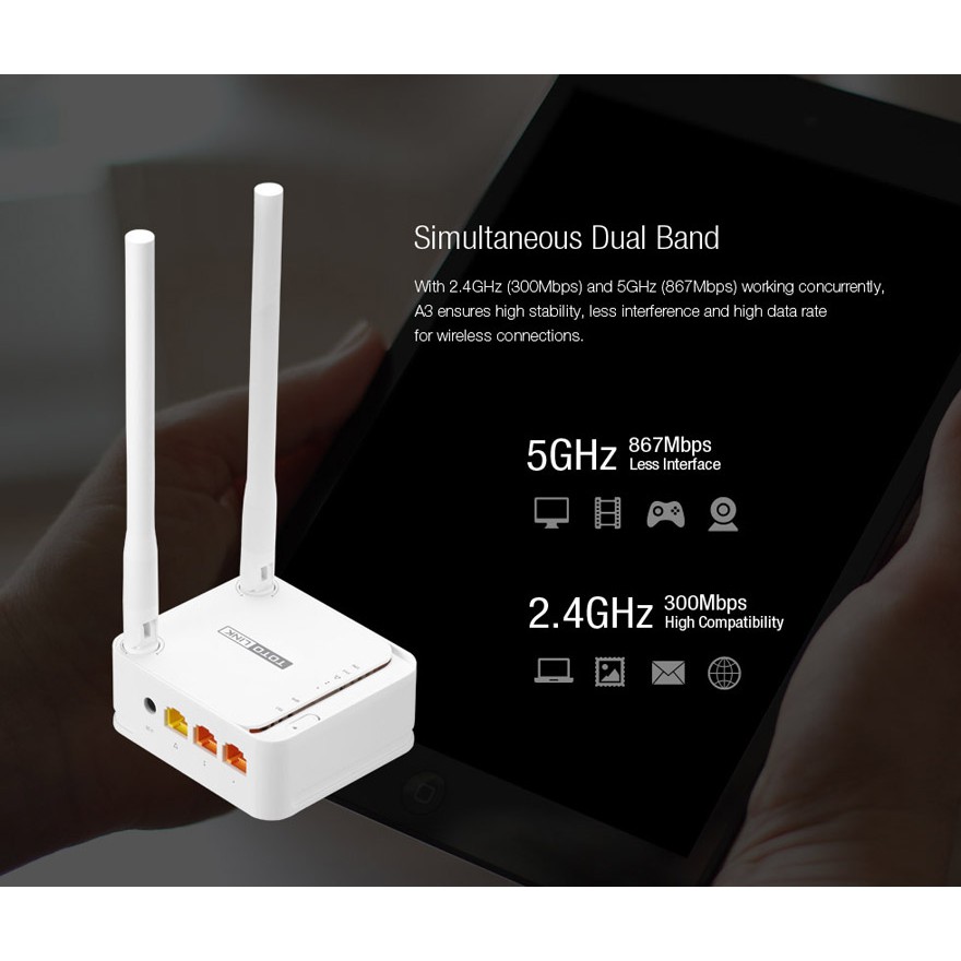TOTOLINK (A3) AC1200 Mi-Ni Dual-band Wi-Fi Router - kingitnetwork ...