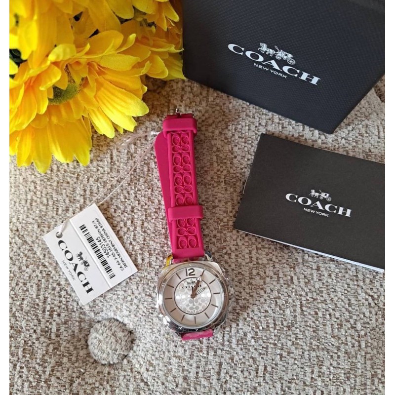 (ผ่อน0%) นาฬิกา COACH BOYFRIEND WOMEN'S QUARTZ WATCH 14503145 สายยาง สี ...