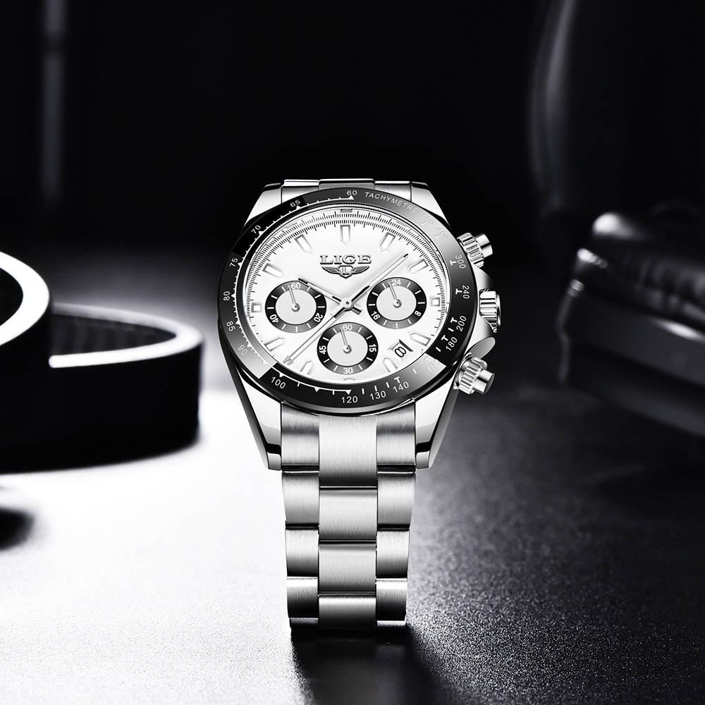 LIGE Watch Man Brand Luxury Waterproof Men Watches Panda Dial ...