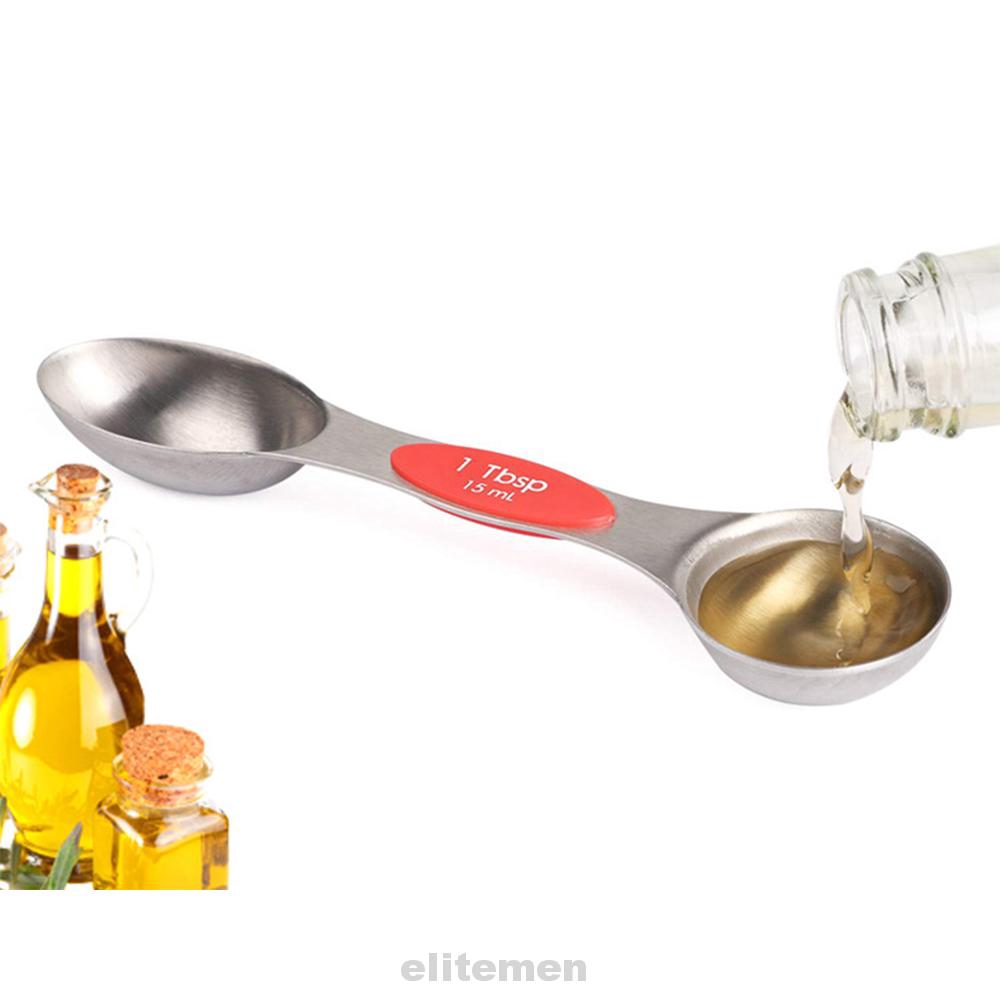 Accessories Measuring Spoons Set With Scraper Portable Dual Sided ...