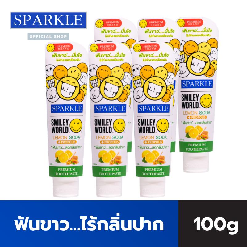 SPARKLE ยาสีฟัน ฟันขาว ไร้กลิ่นปาก 100 G. (6 หลอด) สูตร LEMON SODA ...