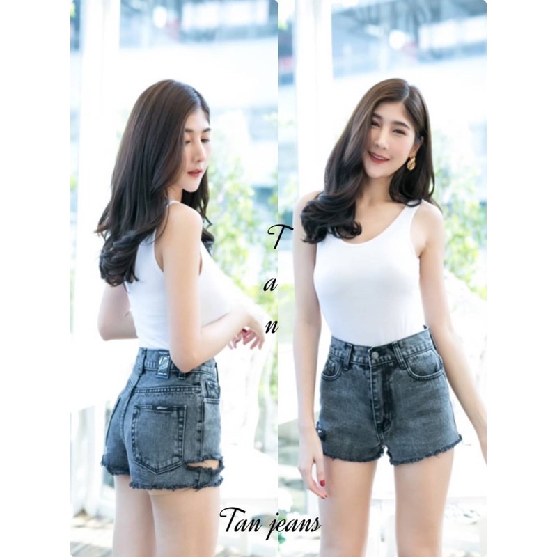 กางเกงยีนส์ขาสั้น กางเกงขาสั้น สีดำมิดไนท์ ♾ PooGun Shop ♾ - poogun.shop - ThaiPick