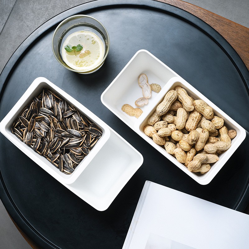 Compartment Snack Double-Layered Box กล่องใส่ของว่างมีสองชั้น ถาดใส่ขนม ...