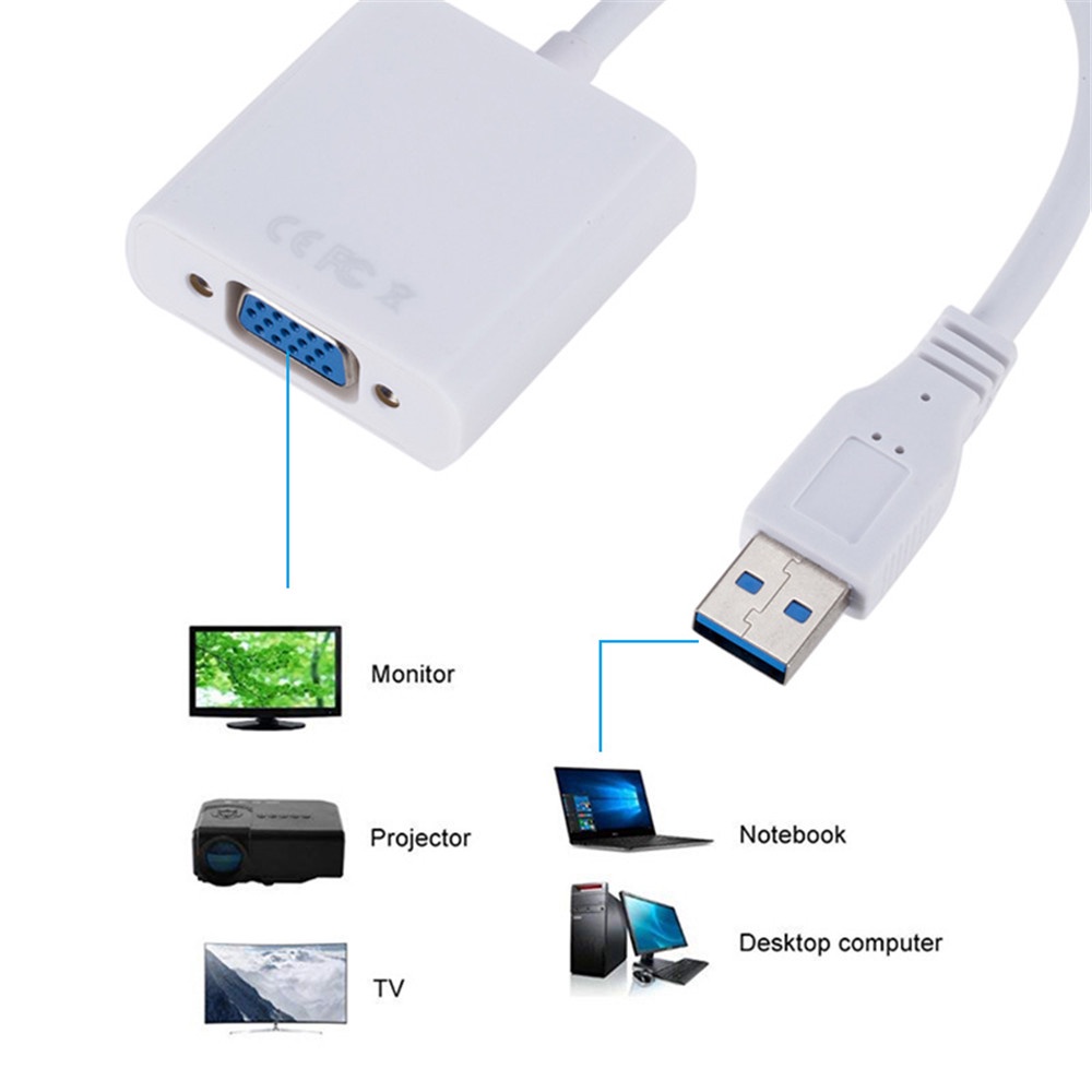 1080P USB To VGA Adapter USB 2.03.0 to VGA External Video Card Multi ...