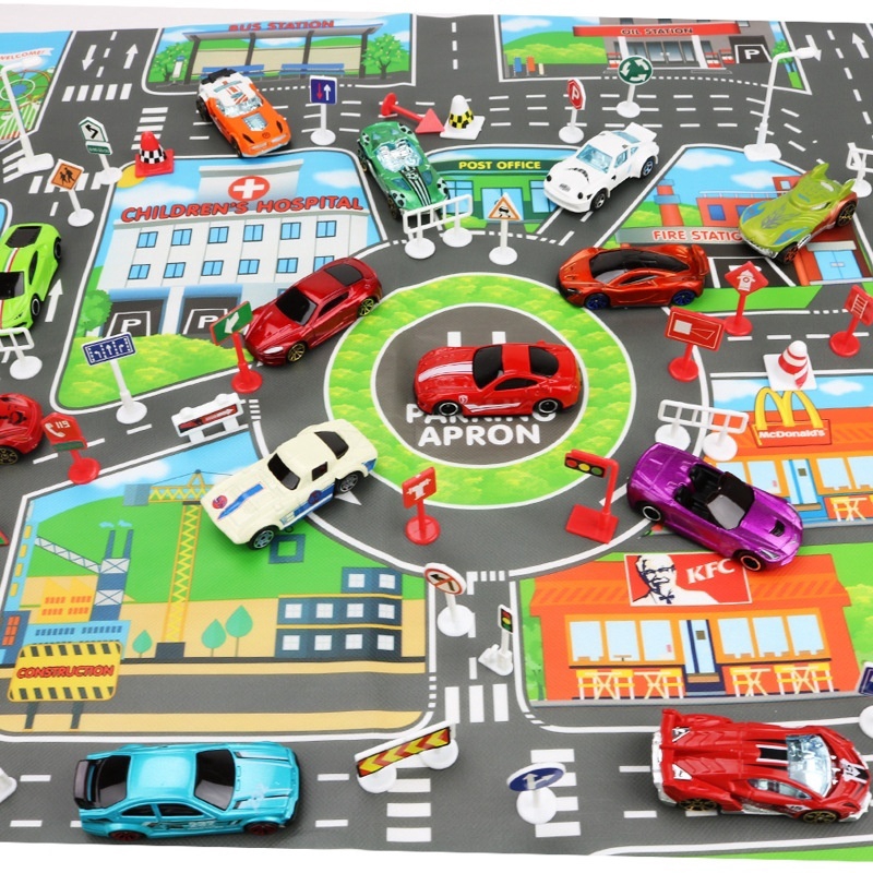 21Pcs Kids Toys City PARKING LOT Roadmap Map DIY Car Model Toys ...
