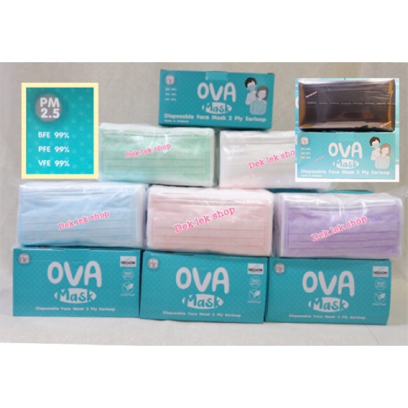 OVA Mask VFE 99% ป้องกันPM2.5 Disposable Face Mask 3 ply Earloop ...