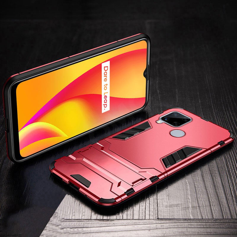 For Realme C15 Stand Hard Case Hybrid Shockproof Back Phone Cover ...