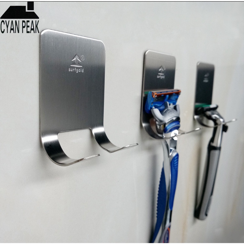 ชั้นวางของKitchen Stainless Steel Razor Rack Bathroom Organizer Suction ...