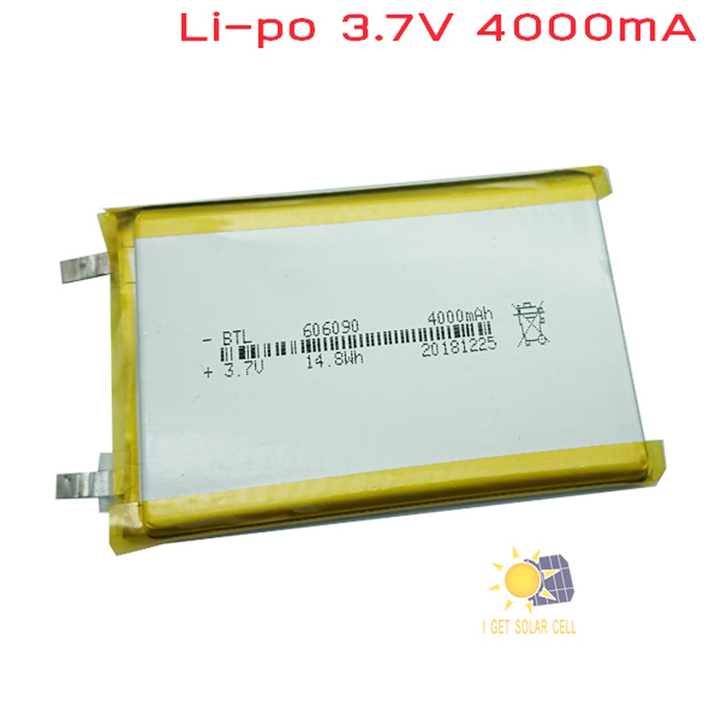 แบตเตอรี่ลิเธียมโพลิเมอร์ Li-Po ขนาด แรงดัน 3.7V ความจุ 4000mAh แบตเตอรี่ลิเธียมโพลิเมอร์ 606090 ...