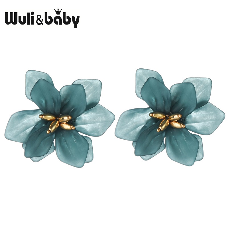 Wuli & baby Hyperbole Flower Earrings Women Acrylic Big White Orange ...