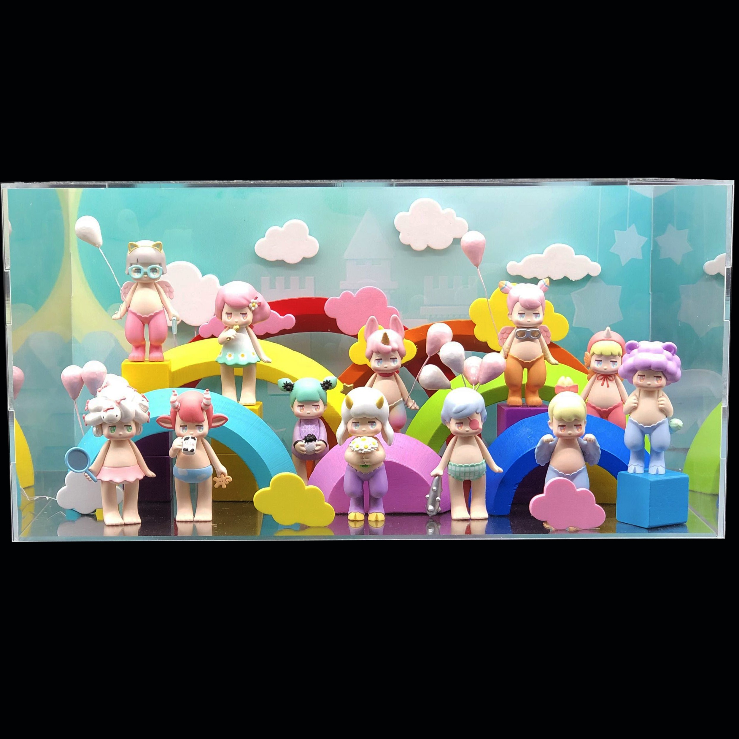 กล่องแสดงภาพ Bubble Mart Space Theme Box DIMOO Beach Blind Box Storage ...