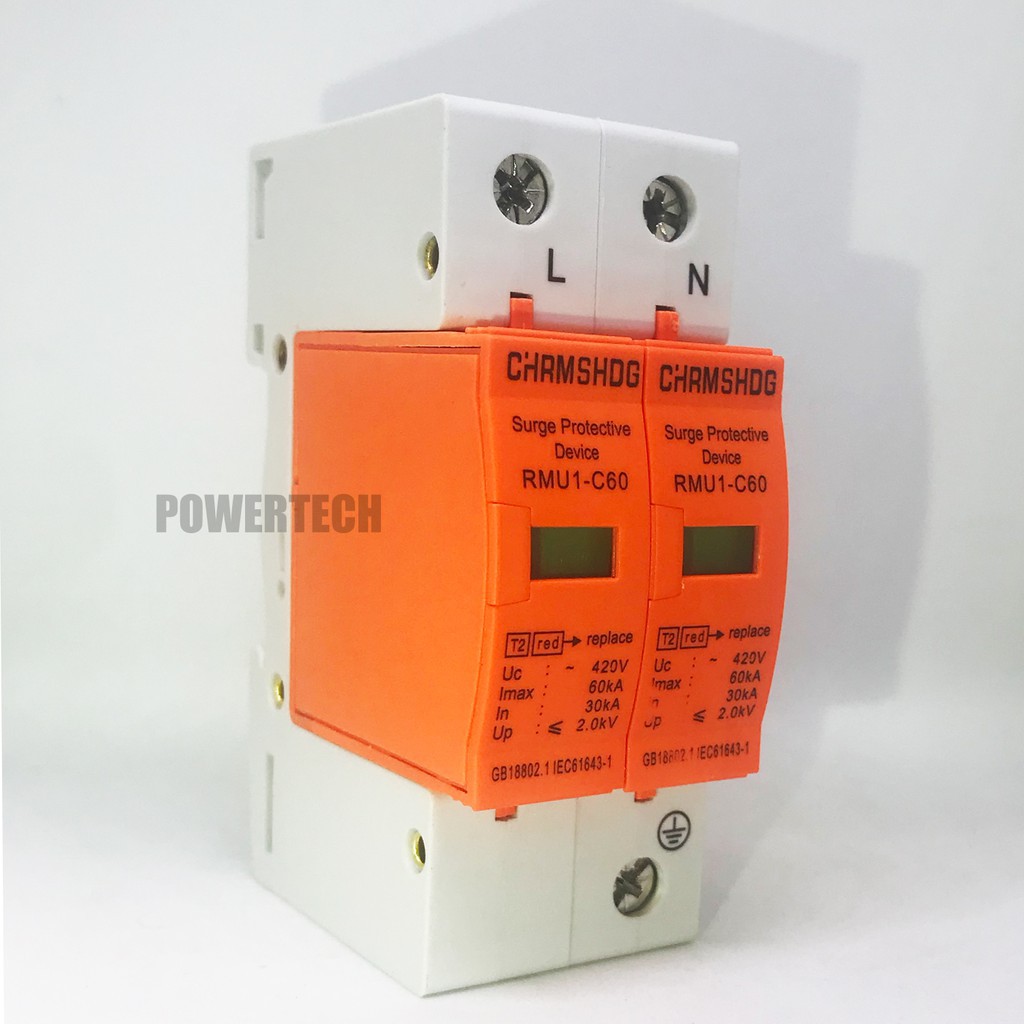 ┅AC Surge Protector Device SPD 30KA-60KA ป้องกันฟ้าผ่า ไฟกระชาก สำหรับ ...