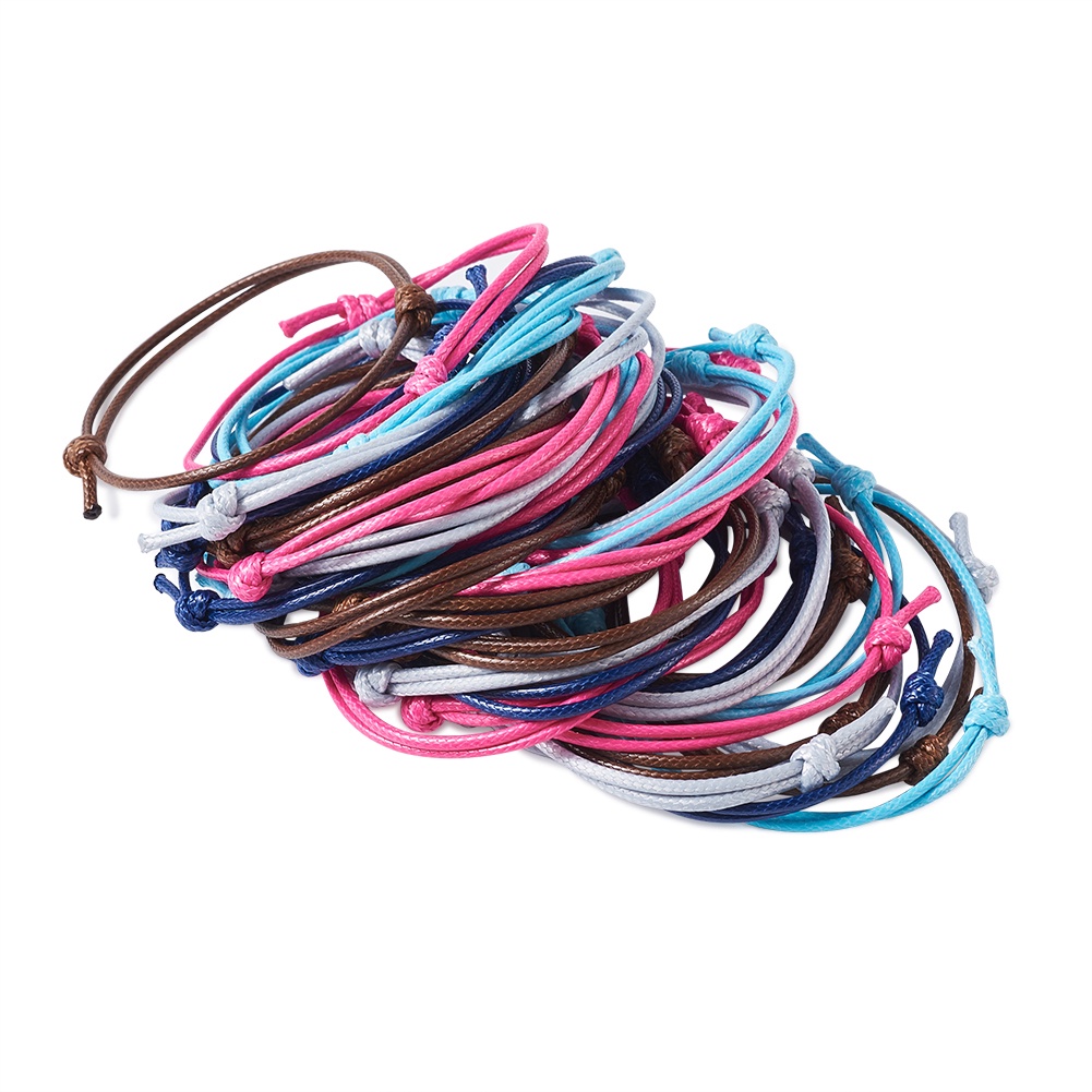 50pcslot Unisex Woven Korean Waxed Polyester Cord Bracelet Handmade ...
