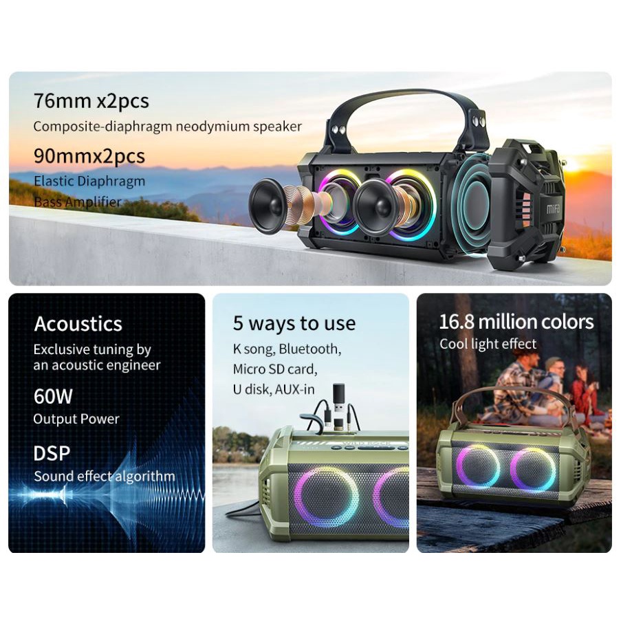 รุ่นใหม่ล่าสุด MIFA WildRock Portable Karaoke Speaker 60 Watt ลำโพงคารา ...