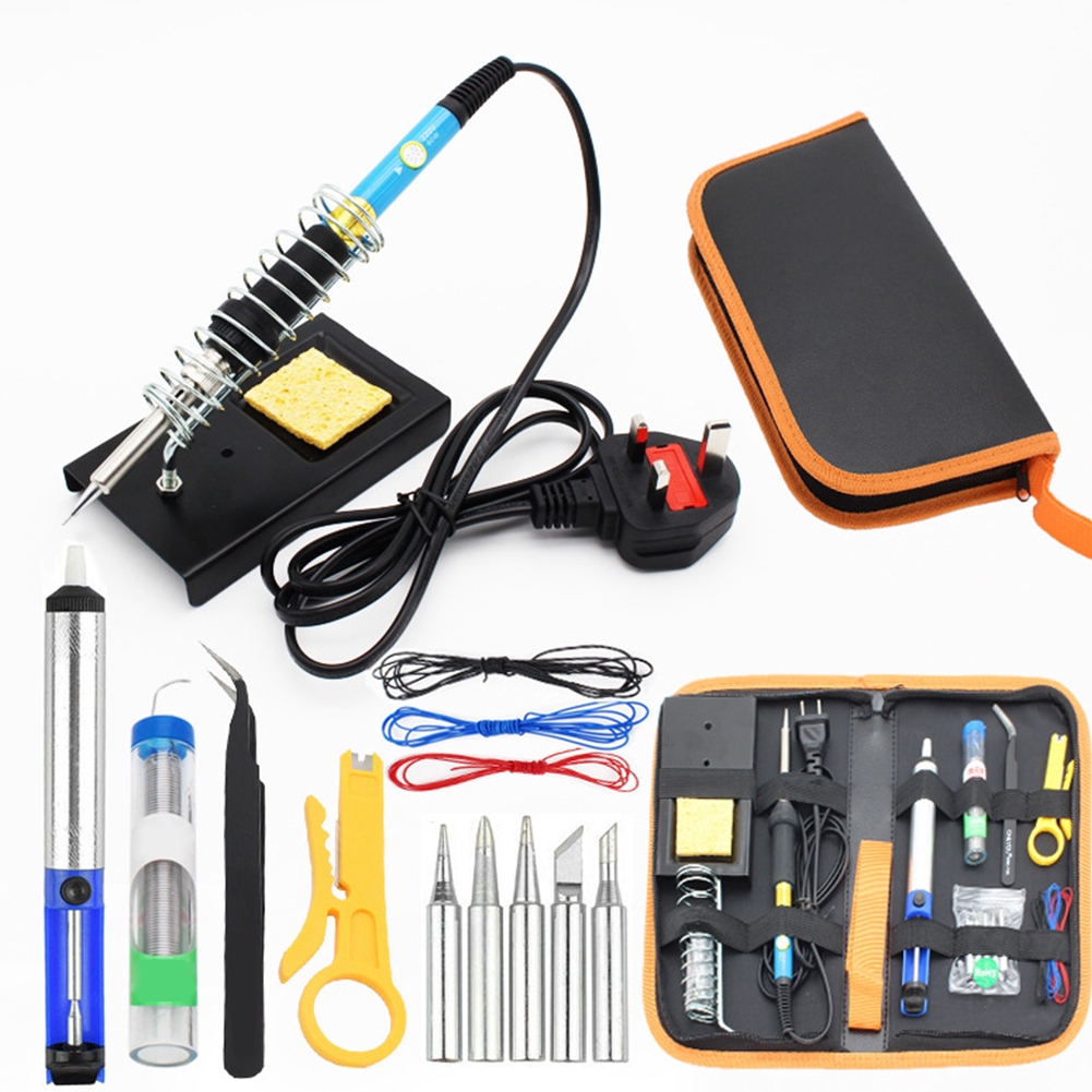 60W Electric Soldering Iron Welding Tool Kit Solder Wire Tweezers Set ...