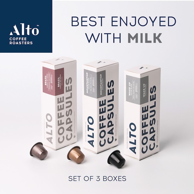 Alto Coffee กาแฟแคปซูล Best with Milk SET (1 เซ็ทมี 3 กล่อง ...