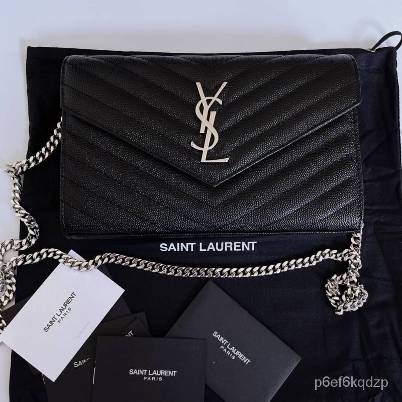 Saint laurent Kate หนังวัวปั้มลายจระเข้ สีดำอะไหล่เงิน. - r0t1p6v6p2 ...