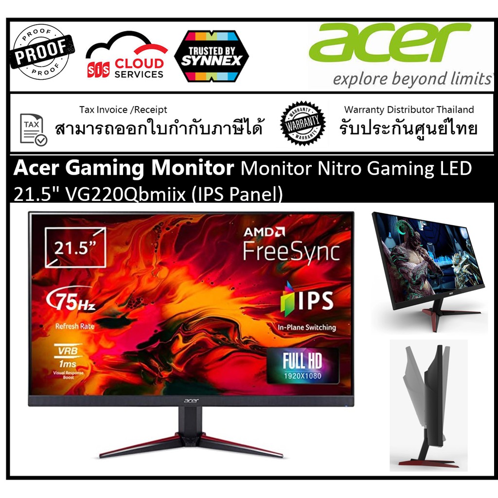 ACER monitor Nitro Gaming LED 21.5" VG220Qbmiix (IPS Panel) (IPS, HDMI ...