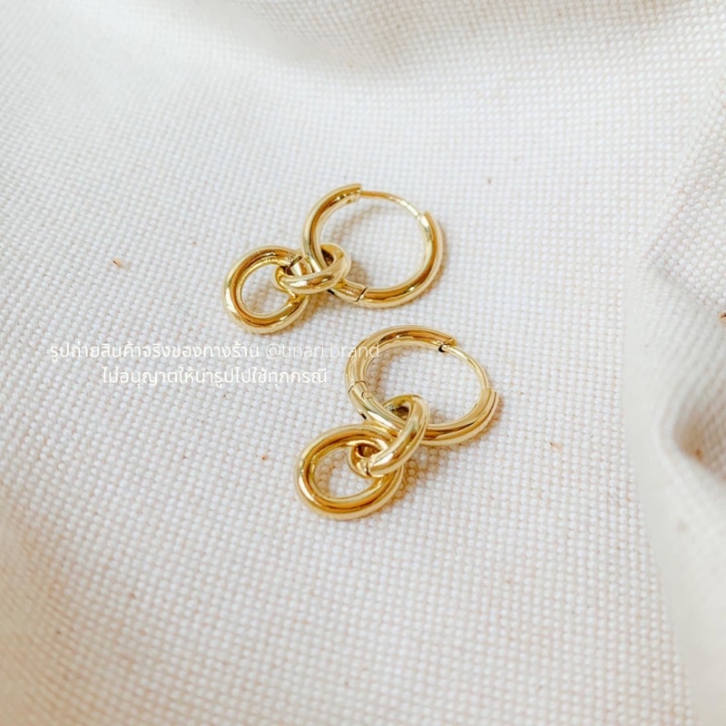 FAV TINARI 69 stainless gold mini hoops ต่างหูห่วง ต่างหูทอง ต่างหู ตุ้มหู ตุ้มหูห่วง ...