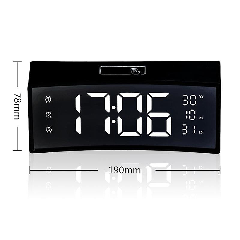 3D Curved Surface Screen Floating Font Smart Mirror Clock Electronic ...