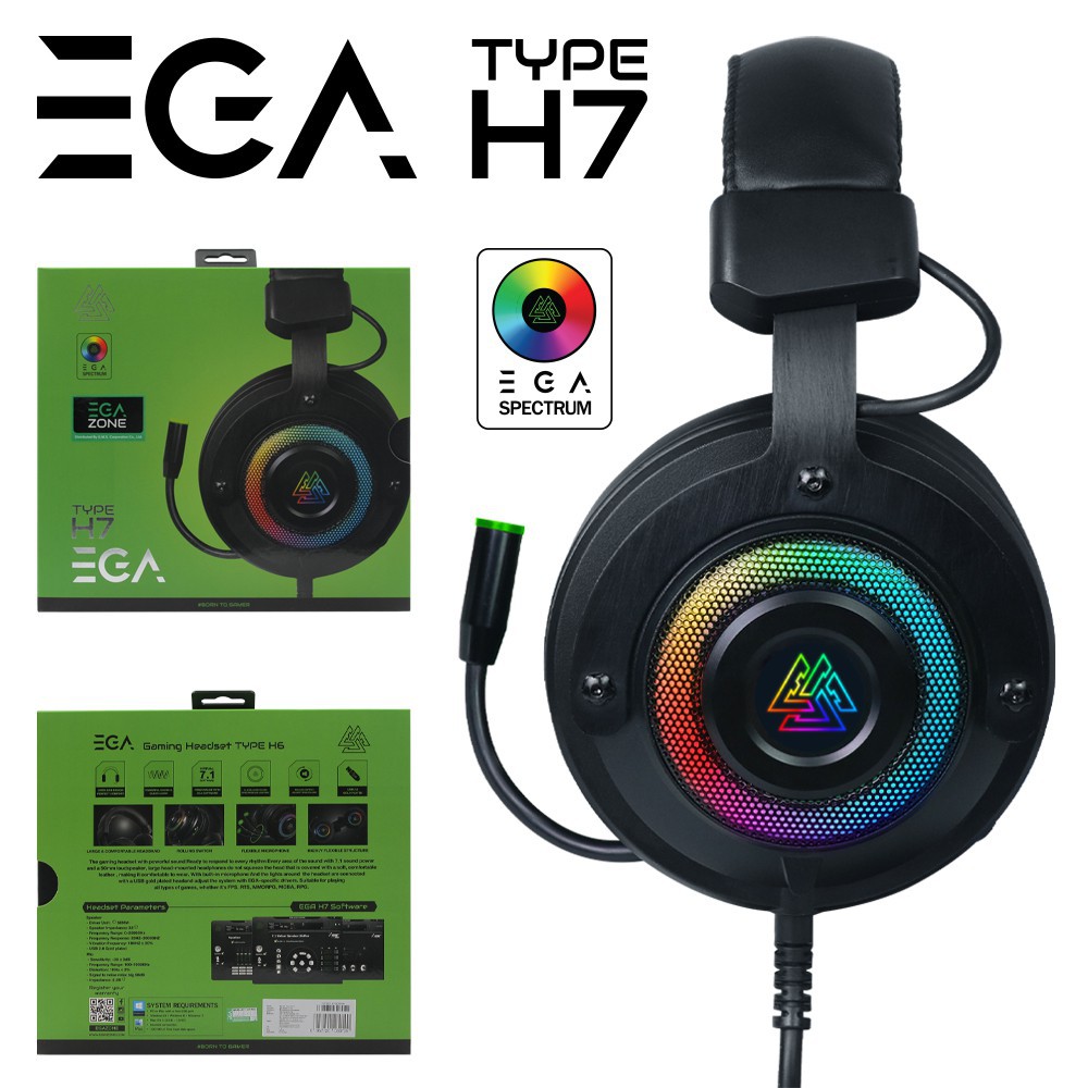 หูฟัง ระบบเสียง 7.1CH มีไฟ RGB EGA รุ่น TYPE H7 มี 2 สี - gg73dfqjes ...
