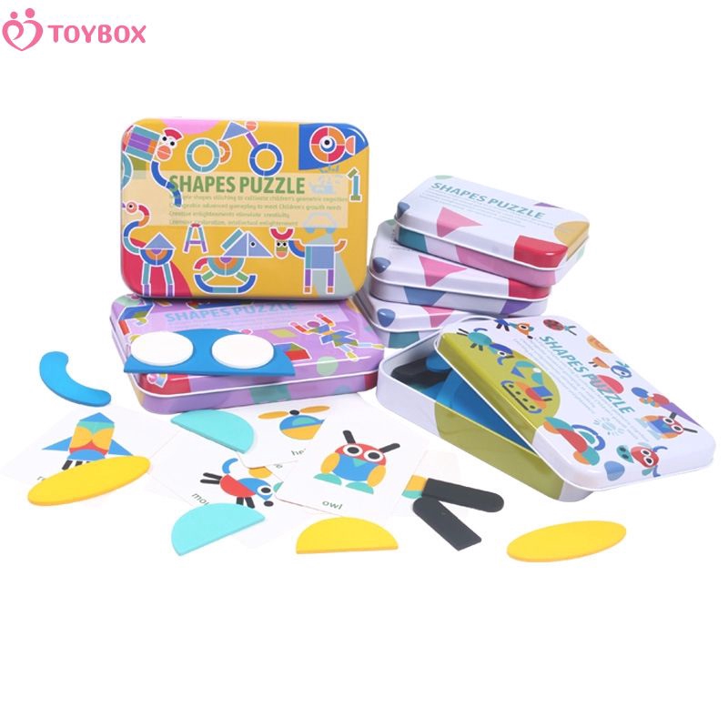 Baby Wooden Pattern Blocks Animals Jigsaw Puzzle Sorting and Stacking ...