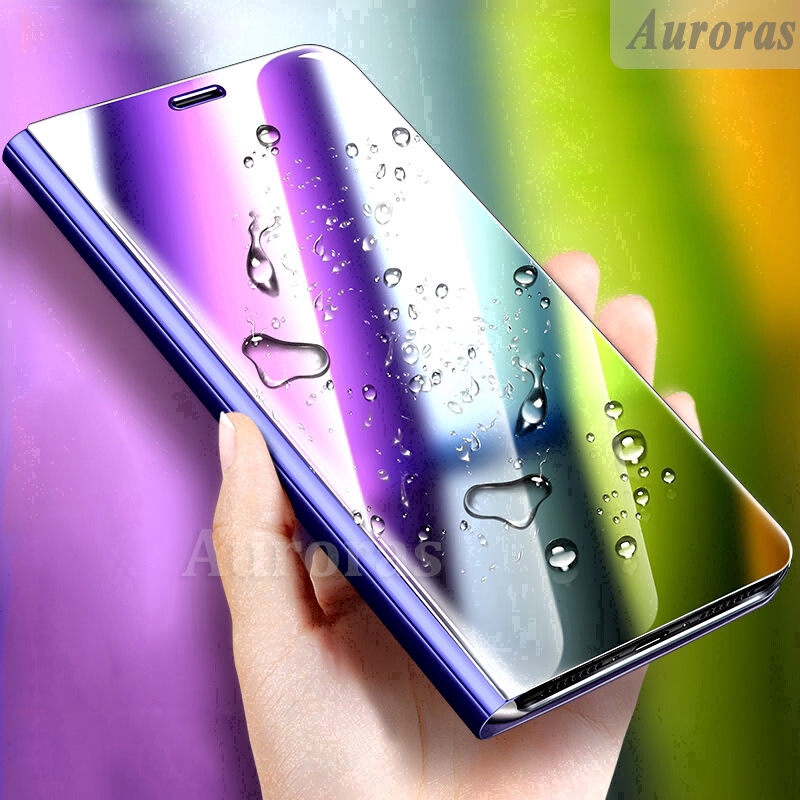 Auroras Mirror Flip Case for OPPO A53 Leather Phone Cover Smart Glossy ...