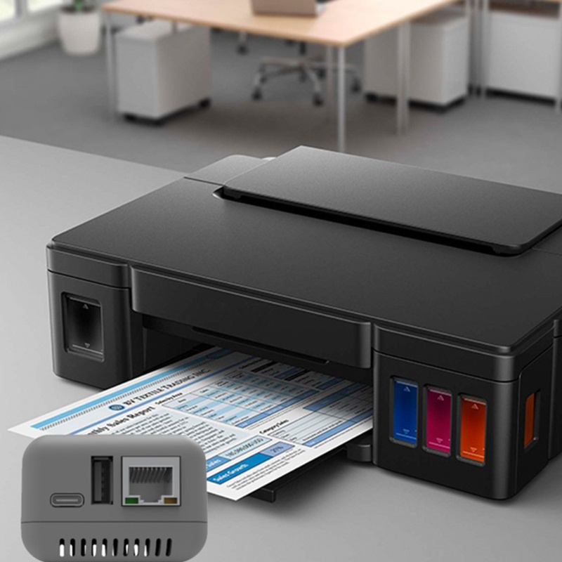 Print Server RJ45 Fast 10100Mbps Lan Port USB type-c Port White ...