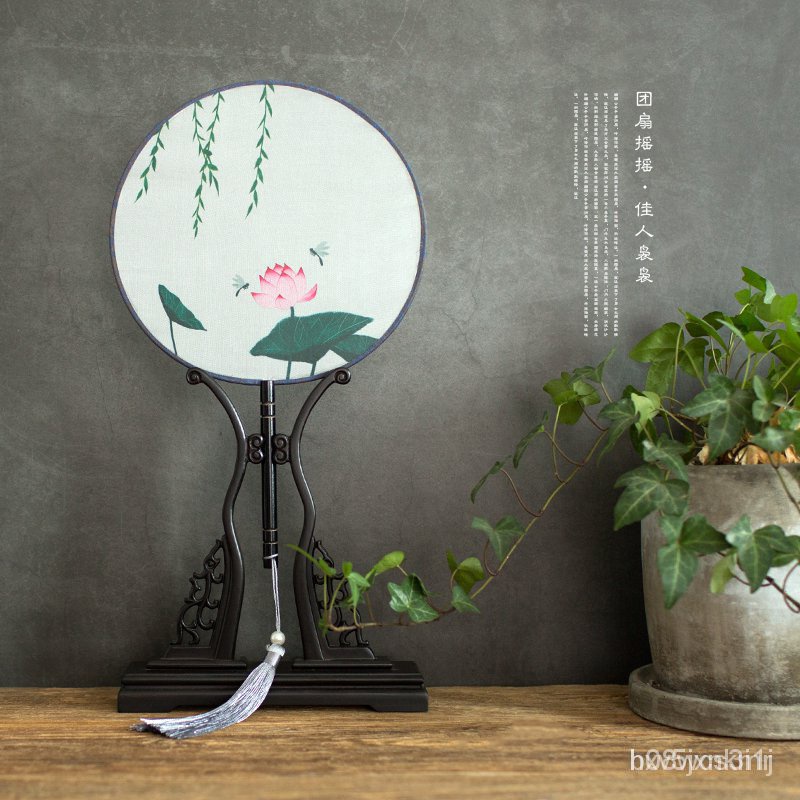 Ancient fan ♡Circular Fan Translucent Silk Ink Vintage So Palace Fan ...