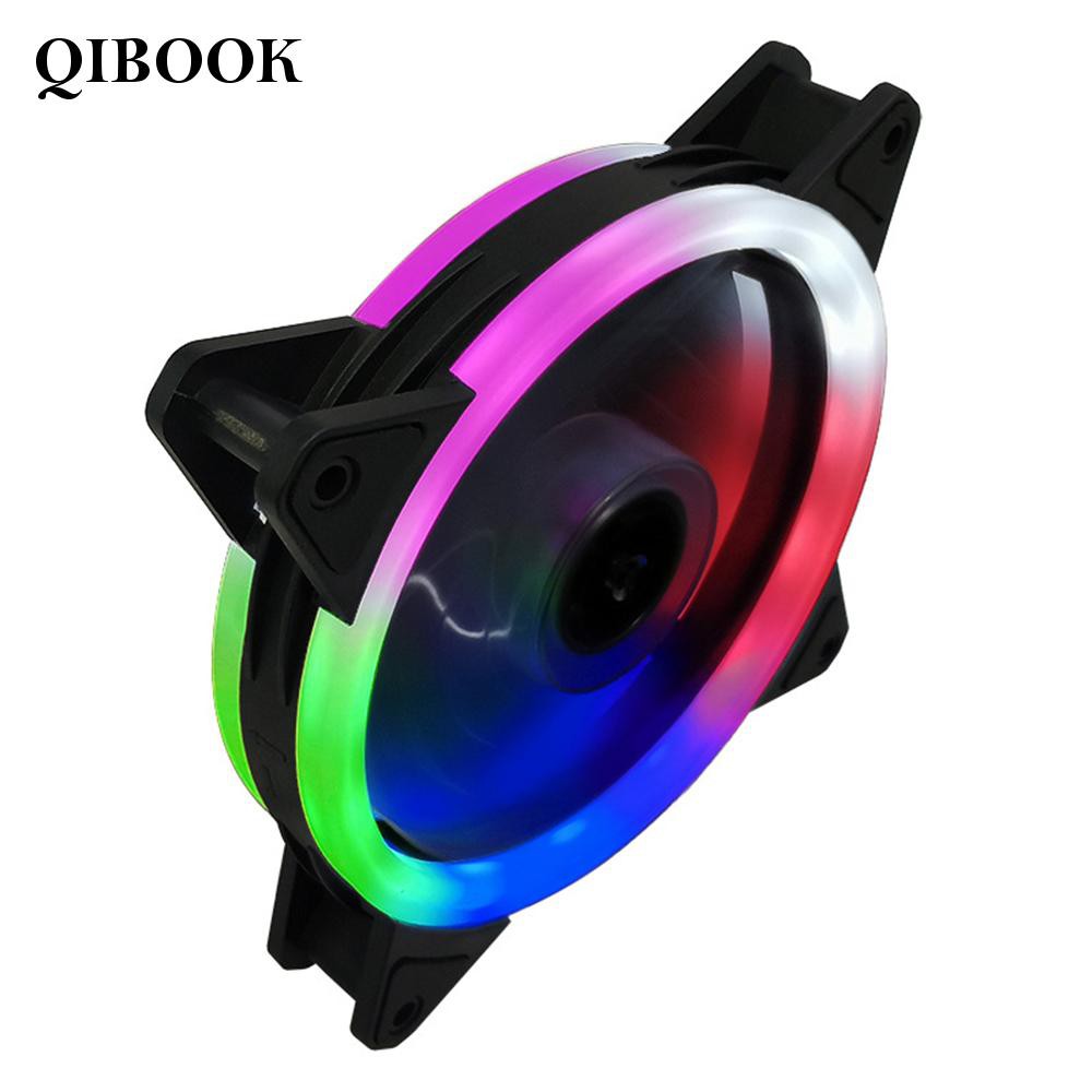 qibook 120mm LED Cooling Fan Computer Case PC CPU RGB 12V 4Pin 3Pin ...