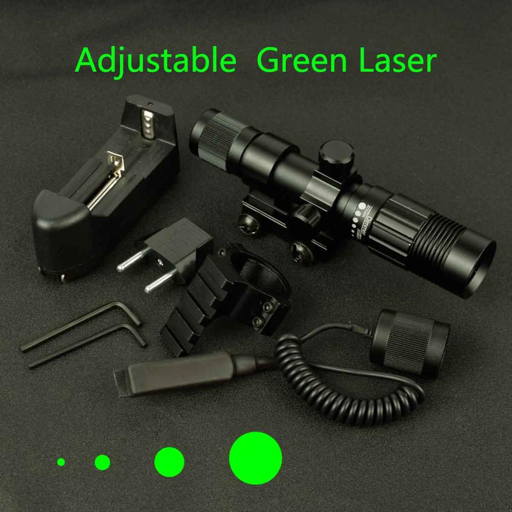 Tactical 5mW Adjustable Green Dot Laser Sight Designator Illuminator Flashlight Fit for 20mm ...