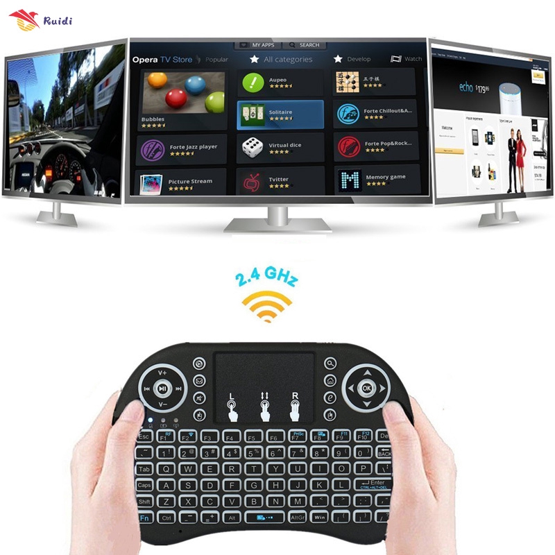 คีย์บอร์ดไร้สายขนาดเล็ก bk 8 สําหรับ pc pad android/google tv box htpc ...