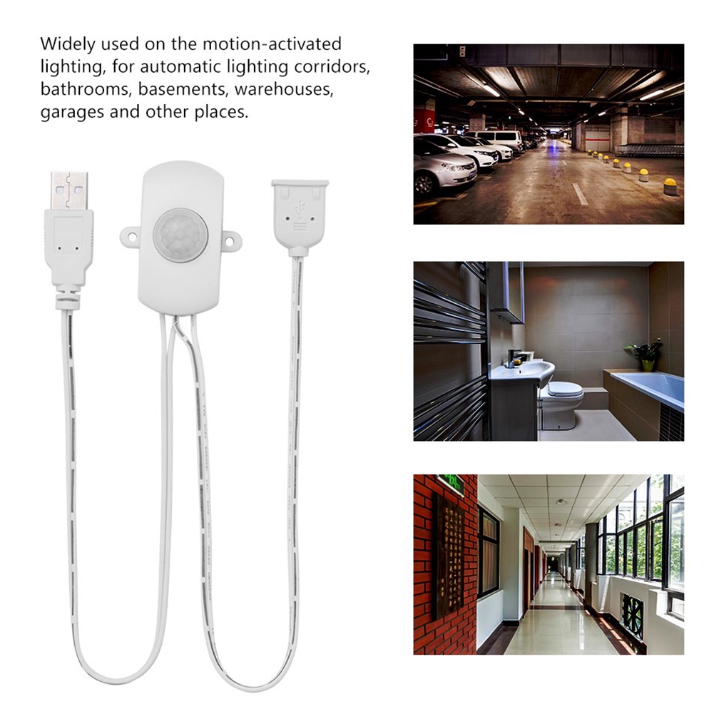 USB Switch Mini Wardrobe Cabinet Strip DC PIR Infrared Adjustable ...