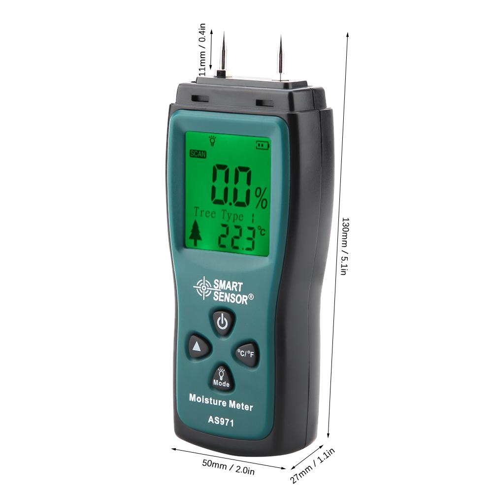 SMART SENSOR AS971 Handheld Wood Moisture Tester Digital LCD Meter ...