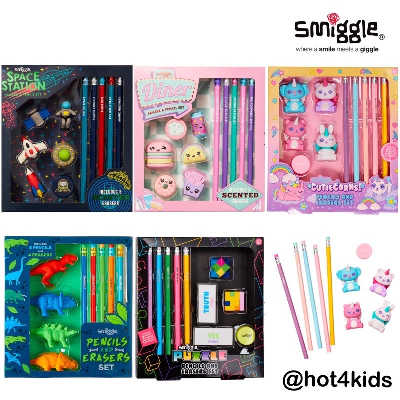 smiggle สมิกเกอร์ pencil writing set เซ็ทดินสอไม้ ยางลบ จ่ายปลายทางได้ ...
