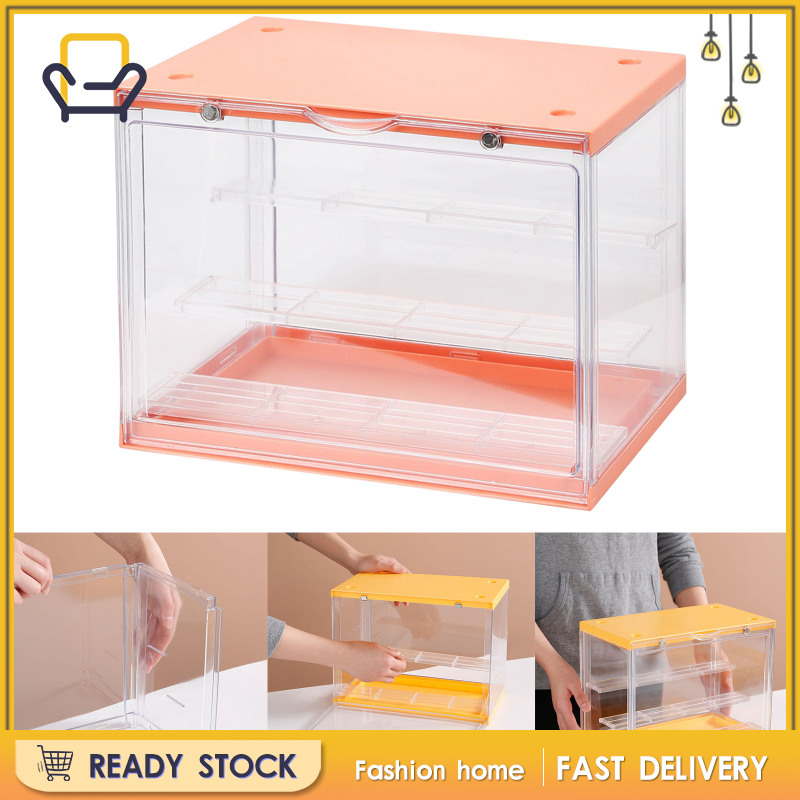 【Fashion home】Clear Acrylic 3 Tier Display Case Riser Shelf Dustproof ...