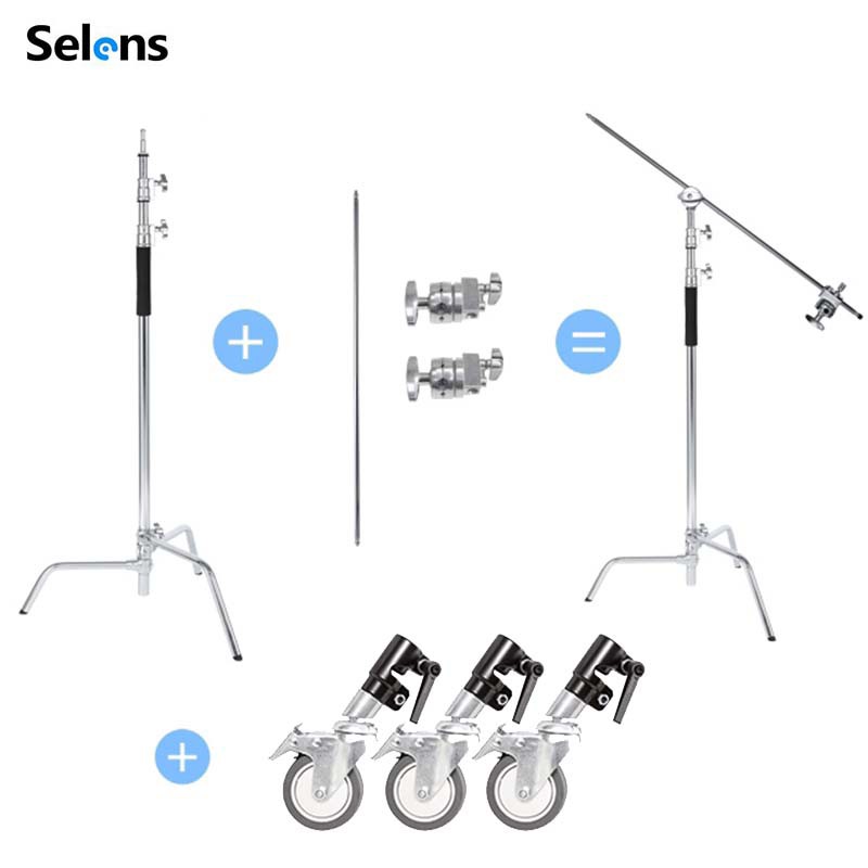 【Free Shipping】Selens Light Stand C stand ขาตั้งกล้องถ่ายรูปสูง 10 ฟุตปรับขนาดได้สําหรับสตูดิโอ ...
