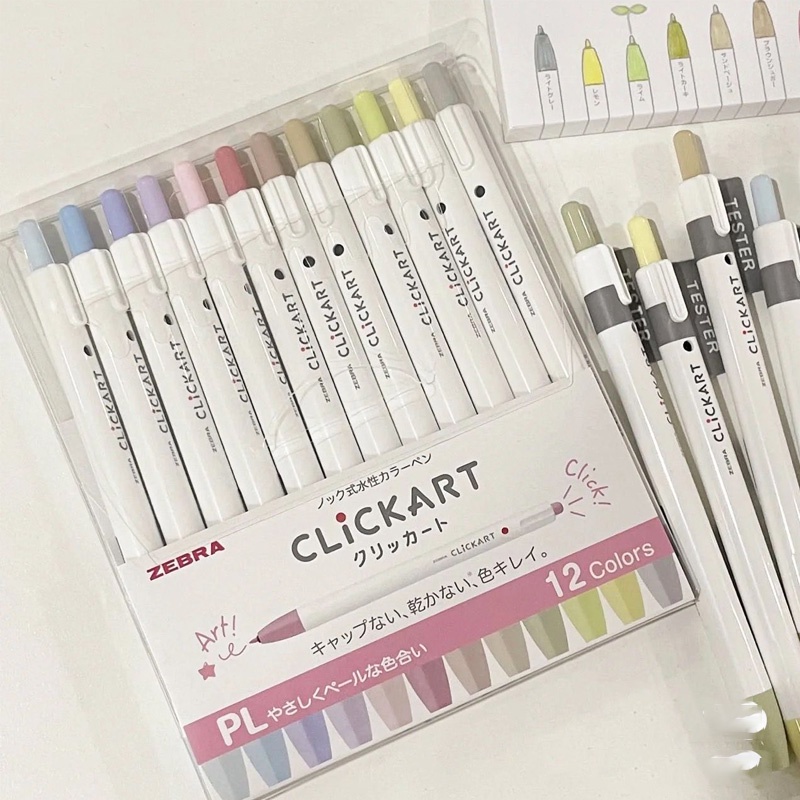 Japan Zebra Limited New 12 Colors Clickart Press-type Watercolor Pen ...