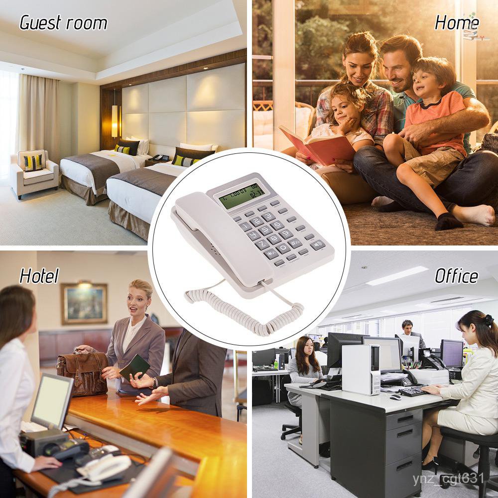 TODesktop Corded Landline Phone Fixed Telephone with LCD Display Mute Pause Hold Flash Redial ...