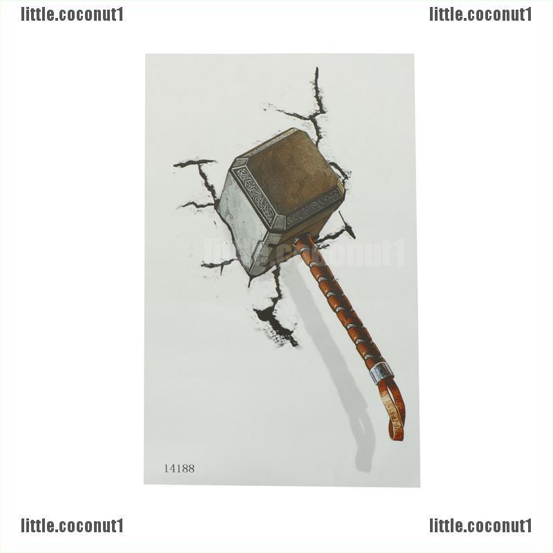 ( Conut ) 3 D Vivid Thor Hammer Broken สติ๊กเกอร์สําหรับติดตกแต่งผนัง ...