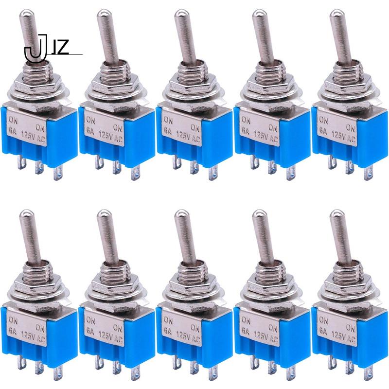 10Pcs SPDT Mini Toggle Switch 3-Pin 2 Position ON/ON Miniature Toggle ...