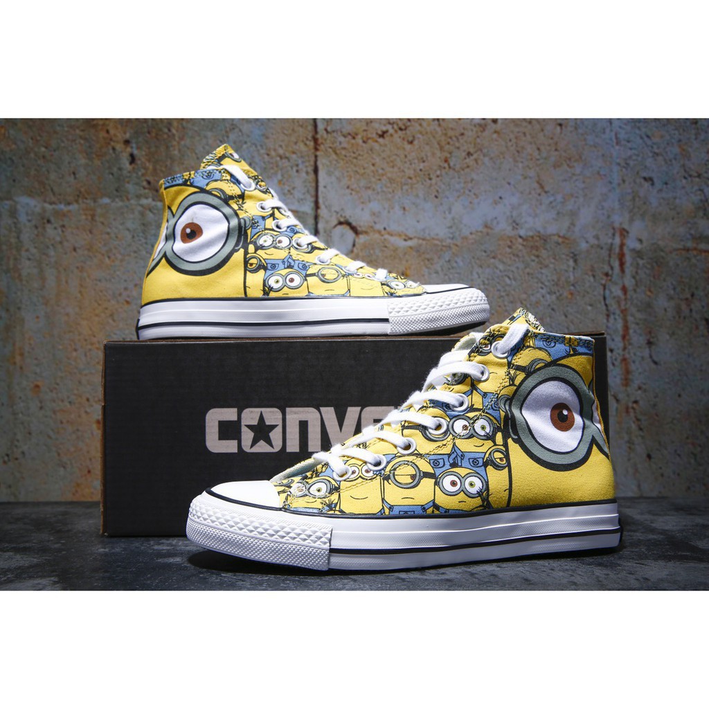 original minions x converse all star 100 hi รองเท้าผ้าใบลําลองสําหรับ ...