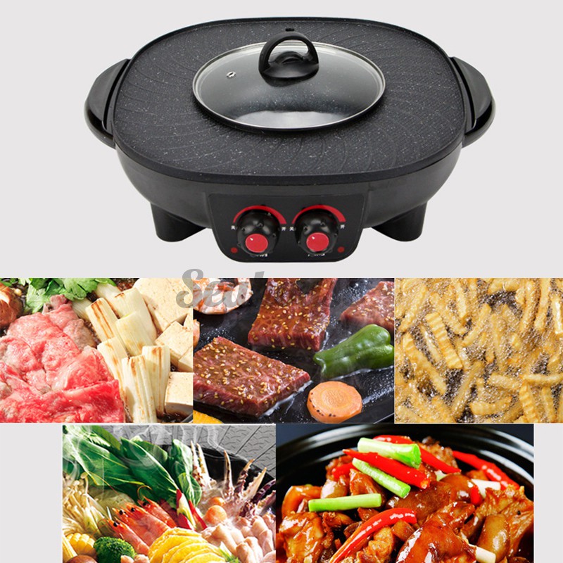 NEW Electric 2 in 1 Hotpot Oven Smokeless Barbecue Pan Grill Machine ...