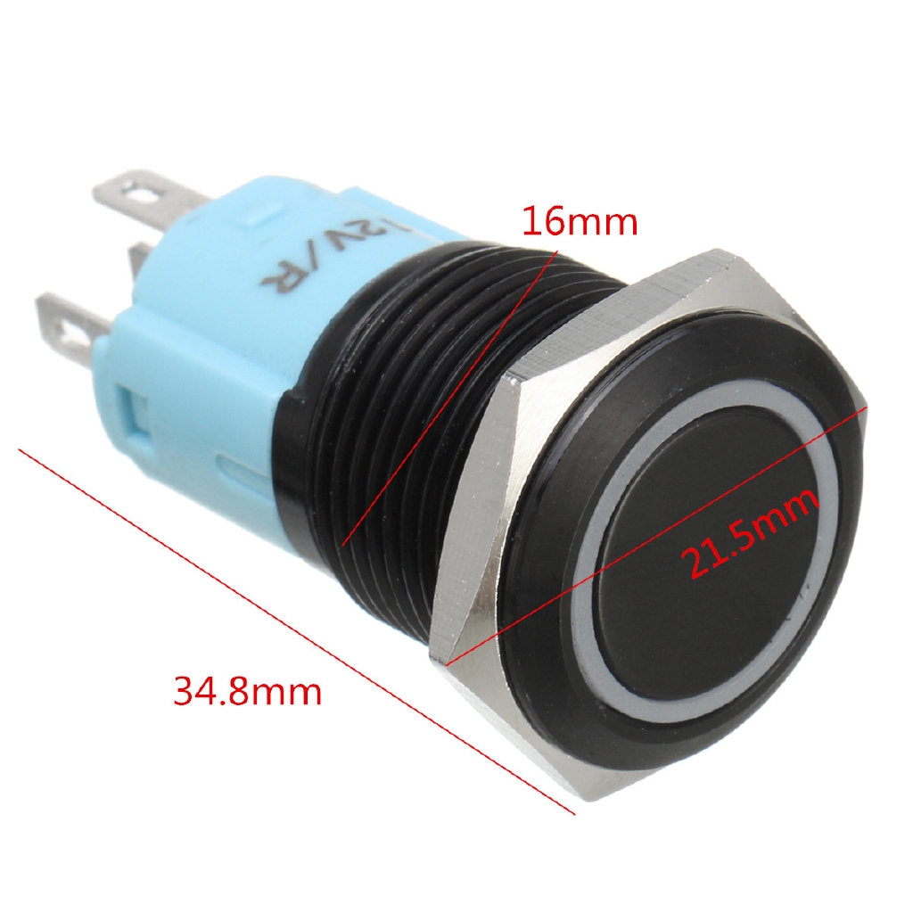 Black 5 Pin 16mm Led Light Metal Push Button Momentary Switch ...