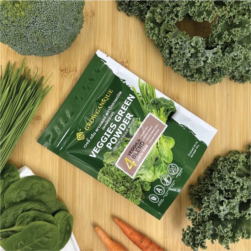 ผงผักรวม ออร์แกนิค Superfood 4 ชนิด ไฟเบอร์สูง เสริมภูมิคุ้มกันและวิตามิน จากผัก 100(Veggies ...