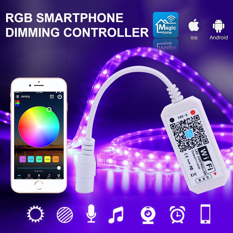 ⋐⋐ Smart WiFi Controller LED Strip RGB Color Changing Wireless Remote ...
