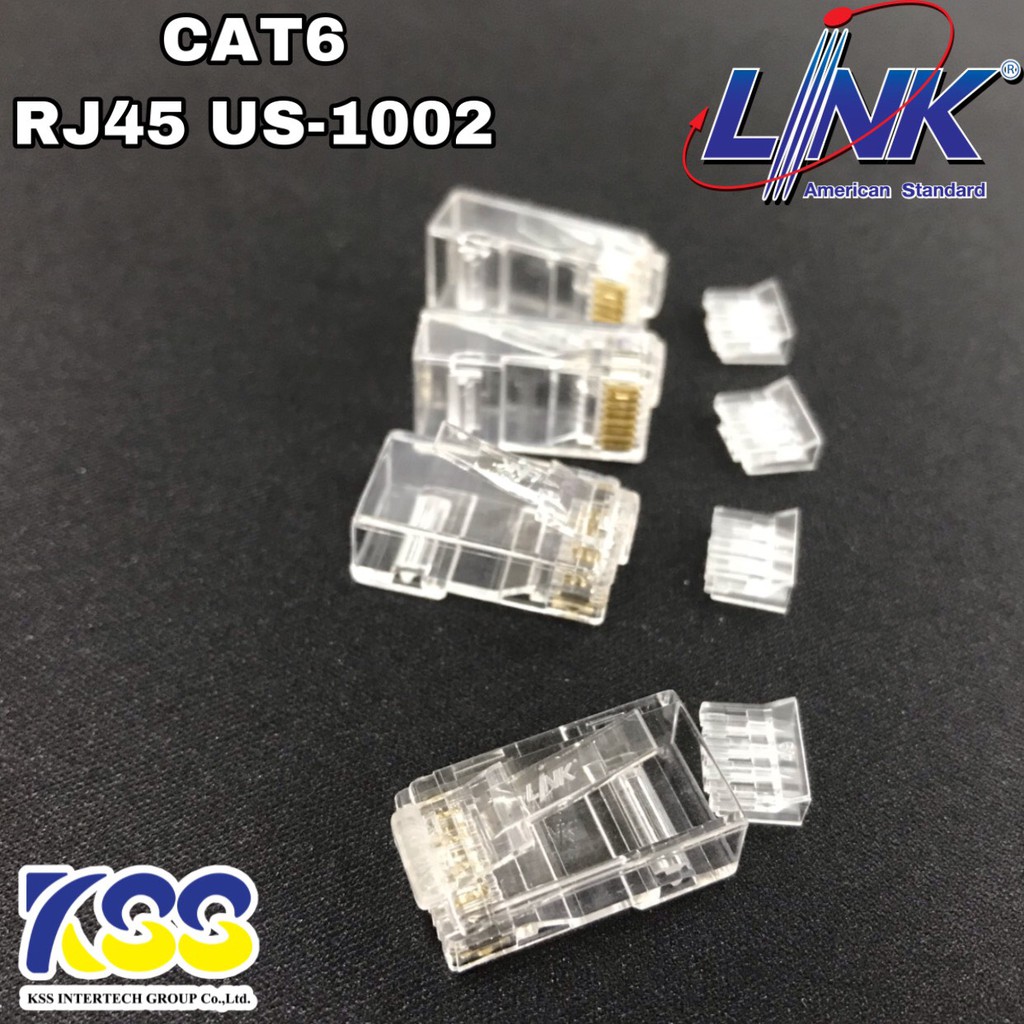 Link US-1001/US-1002 หัวแลนมาตรฐาน ตัวผู้ CAT5E CAT6 RJ45 Modular Plug (Unshield) 10EA-Pack แพ็ค ...